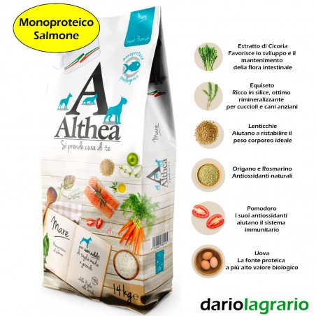 ALTHEA Mare 14kg Salmone crocchette Monoproteiche Superpremium per CANI adulti